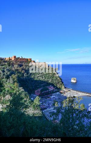 The Vesuvius volcano stands out over the gulf of Naples. Landscape from ...
