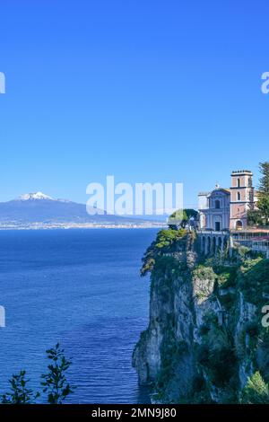 The Vesuvius volcano stands out over the gulf of Naples. Landscape from ...