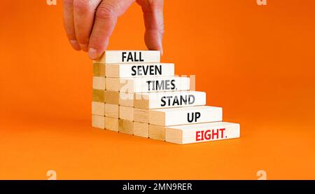 Stand up symbol. Concept words Fall seven times stand up eight on ...