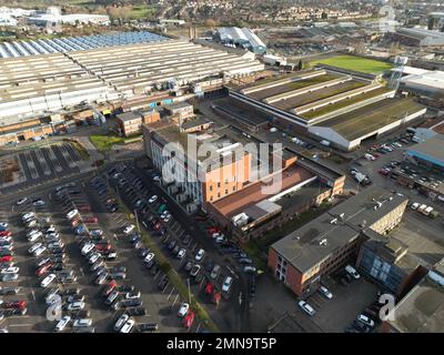 Aerial view of the large Wiggin Specialist Metal factory in Hereford UK ...