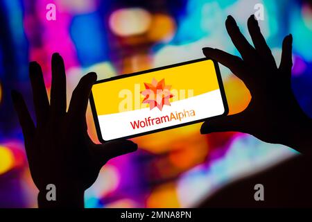 In this photo illustration, the Wolfram Alpha logo is displayed on a ...