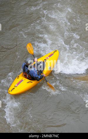 A whitewater kayaker running a rapid on the river - © Antonio Ciufo ...