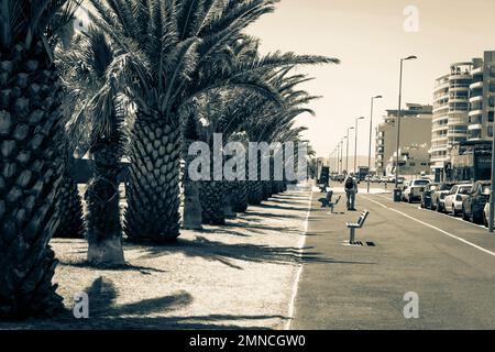 Street in Mouille Point promenade, Cape Town towards Sea Point Green ...