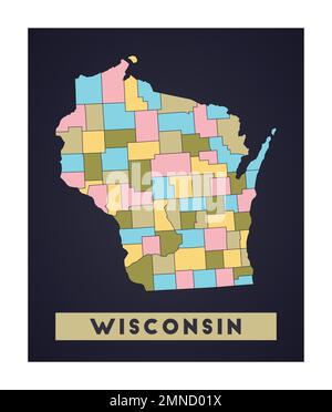 Wisconsin state map. US state map. Wisconsin outline symbol. Retro ...