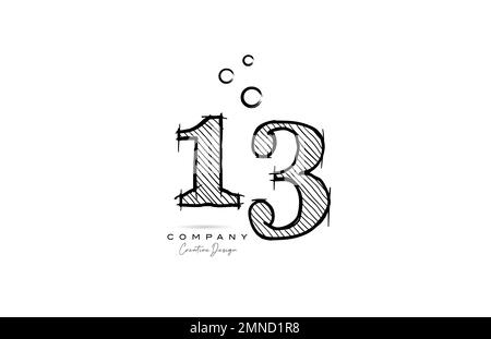 13 1 3 Number Logo Design with a Creative Cut and Black Circle ...