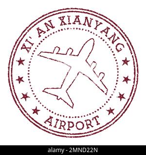 Xi'an Xianyang Airport stamp. Airport of Xianyang round logo with ...