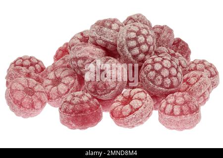 raspberry candies isolated on white background Stock Photo - Alamy