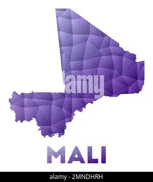 Mali icon. Polygonal map of the country in gradient ring. Round low ...
