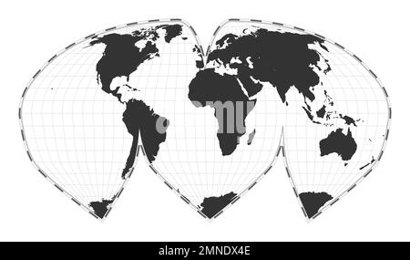 Vector world map. Alan K. Philbrick's interrupted sinu-Mollweide ...