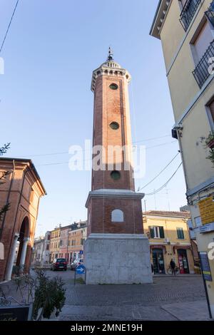 Comacchio, Italy - December 30, 2019: View of fishing house in sunny ...
