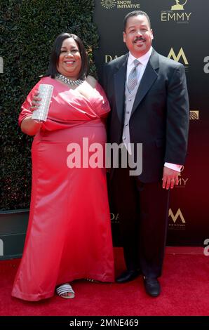 Dana Cutler (L) and Keith Cutler at the 2018 Daytime Emmy Awards held ...