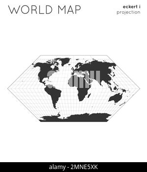 World map. Globe in eckert ii projection, with graticule lines style ...