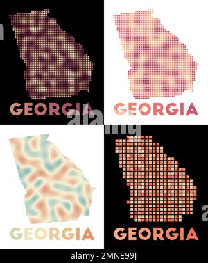 Georgia map. Collection of map of Georgia in dotted style. Borders of ...