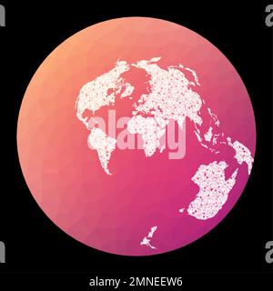 Map of The World. Airy's minimum-error azimuthal projection. Globe with ...