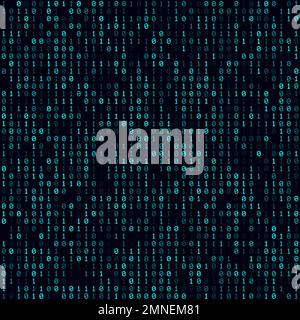 Matrix background. Cyan filled binary background. Small sized seamless pattern. Neat vector ...