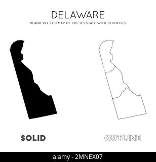 Delaware state map with counties borders. Delaware's at-large ...
