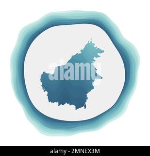 Borneo icon. Round logo with island map and title. Stylish Borneo badge ...