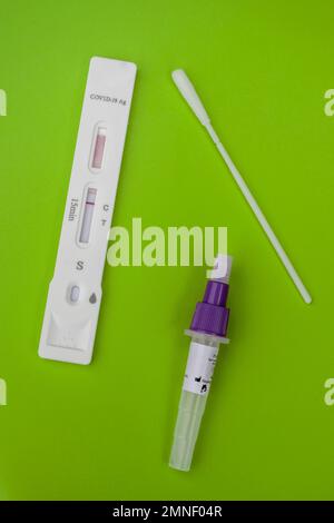 Test cassette, swab and test fluid, Covid-19 antigen test kit, negative ...
