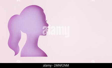 Sideways female paper figure copy space Stock Photo - Alamy