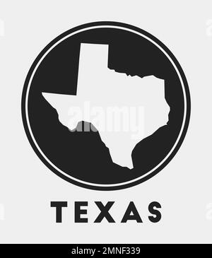 Texas Badge. Round logo of US state with triangular mesh map and radial ...