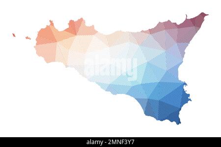 Sicily italian island low poly polygon map design. 3d map in italian ...