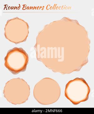 Abstract round labels. Circular backgrounds in sunset colors ...