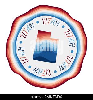 Utah round stamp. Round logo with us state map and title. Stylish ...