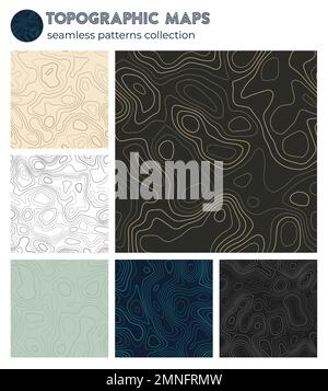 Topographic maps. Attractive isoline patterns, seamless design. Awesome ...