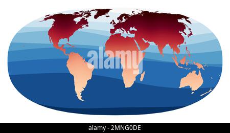 World Map Poster. Waldo R. Tobler's hyperelliptical projection. Vintage ...