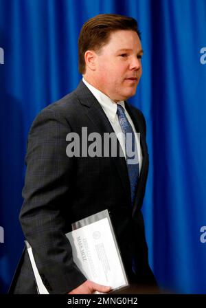 Carver County Attorney Mark Metz arrives at the podium to announce that ...
