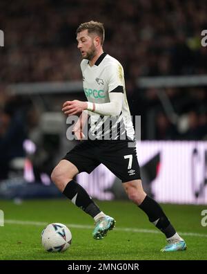 Derby County's Tom Barkhuizen during the Sky Bet Championship match at ...