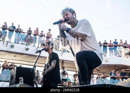 Bryan Kuznitz of Fame on Fire performs on board the Carnival Magic ...