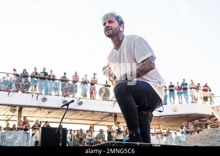 Bryan Kuznitz of Fame on Fire performs on board the Carnival Magic ...