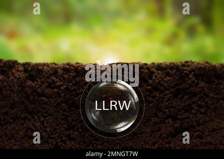 LLRW Transparent capsule underground on a green background. radioactive ...