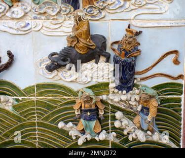 Details of mural showing scenes with different chinese immortals at ...