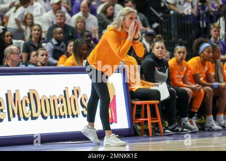Tennessee head coach Kellie Harper watches play with assistant coach ...