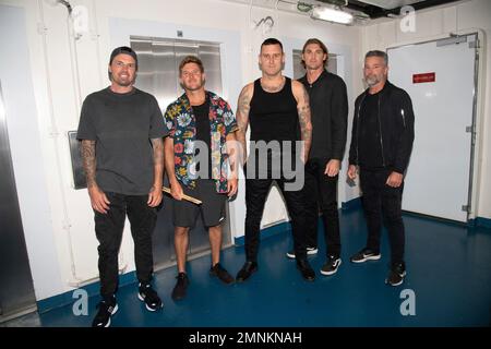Jia O'Connor, left, Luke Kilpatrick, Ben Gordon, Winston McCall, and Jeff Ling of Parkway Drive ...