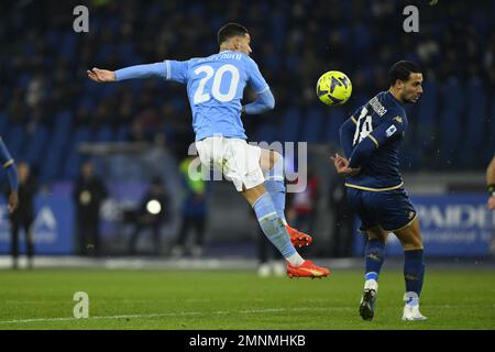 Rolando Mandragora of ACF Fiorentina and Mattia Zaccagni of SS Lazio ...