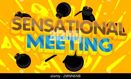 Meeting text with black Bomb. Cartoon Vector Illutration Stock Vector ...