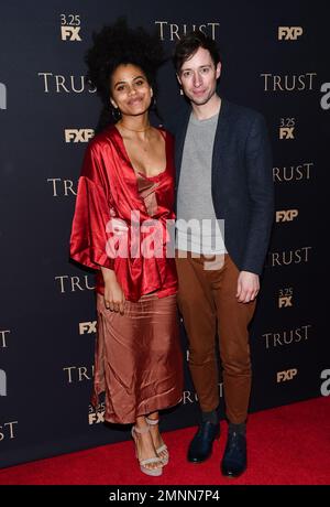 Actors David Rysdahl, left, and Zazie Beetz attend the premiere of ...