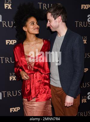 Actors David Rysdahl, left, and Zazie Beetz attend the premiere of ...