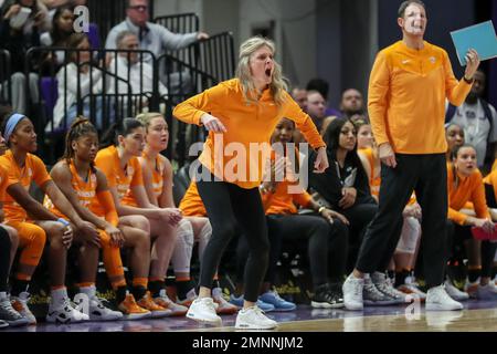 Tennessee head coach Kellie Harper watches play with assistant coach ...