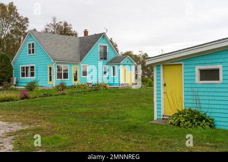 A colorful cottage near Sandy Point, Nova Scotia, Canada Stock Photo ...