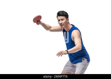 The young man to play table tennis Stock Photo - Alamy
