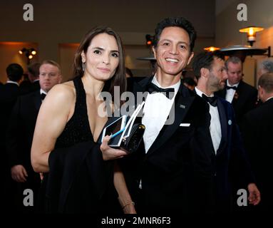 Benjamin Bratt, left, and Talisa Soto arrive at the Oscars on Sunday ...
