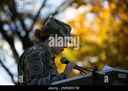 U.S. Army Col. Amy Downing, left, commander of the 101st Airborne ...