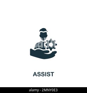 Assist icon. Monochrome simple sign from collaboration collection ...