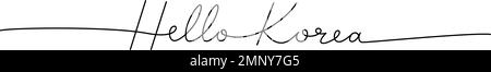 Hello South Korea - word with continuous one line. Minimalist drawing ...