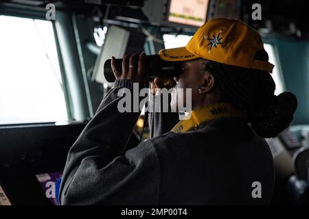 PENTLAND FIRTH STRAIT (Oct. 7, 2022) Ensign Benjamin Leaman writes in a ...