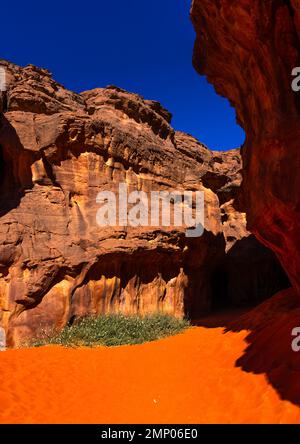 Landscape of the Red Tadrart in the Sahara Desert, Algeria. Aerial view ...
